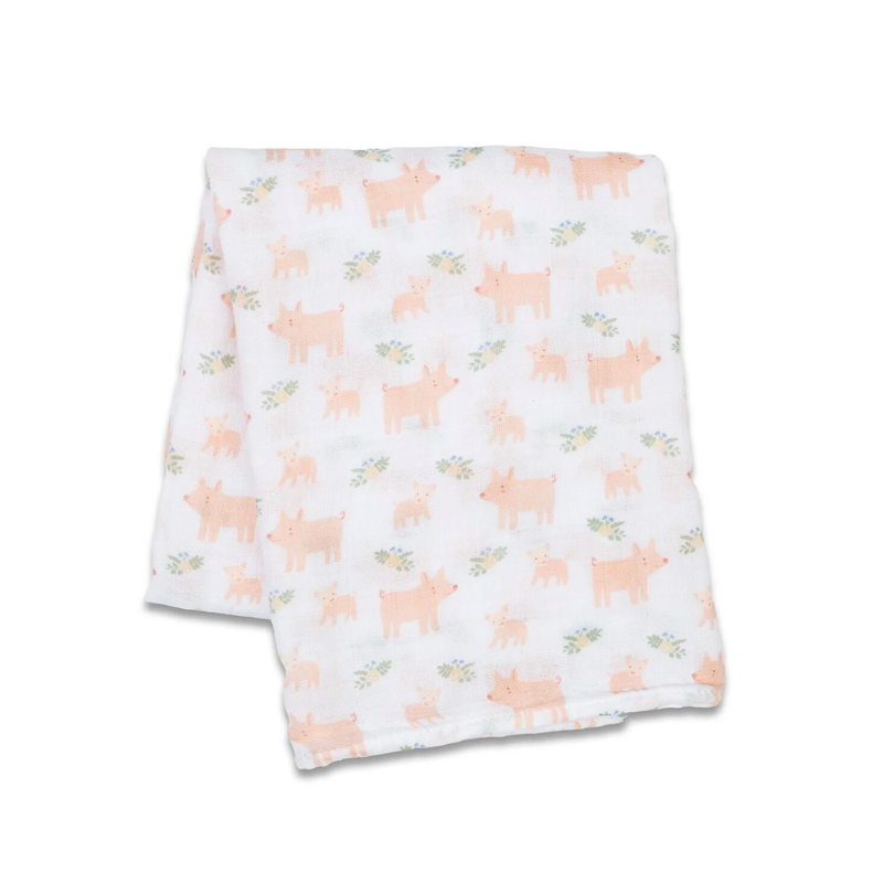 Single Cotton Muslin Swaddles- Piglets – Little Peeps