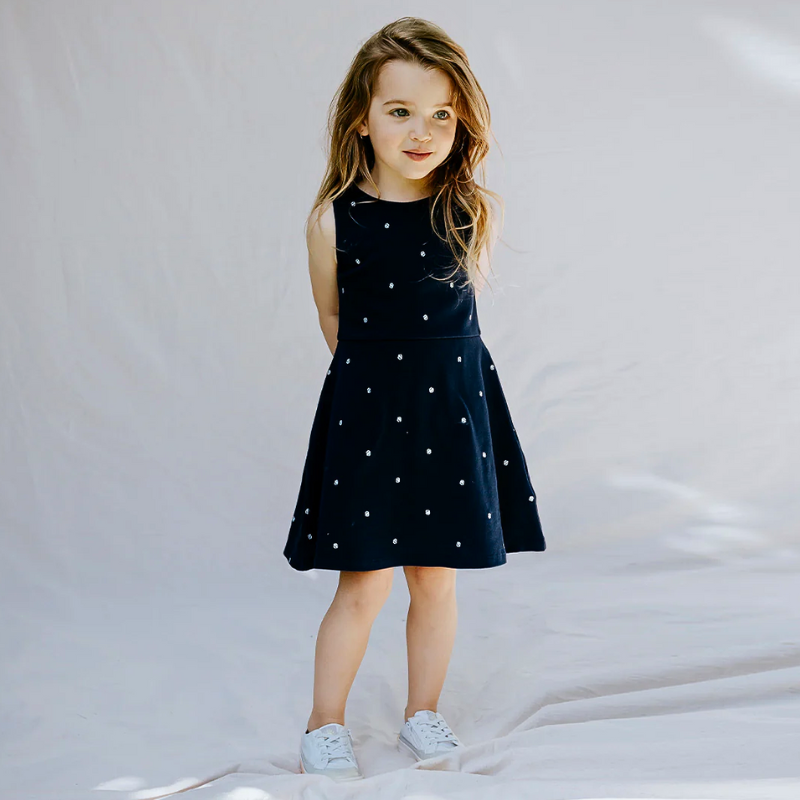 Embroidered Blues Pique Dress – Little Peeps