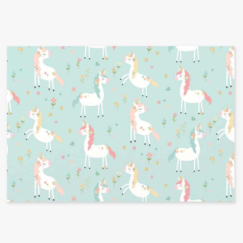 Premium Single Sheet Wrapping Paper- Unicorn & Rainbows – Little Peeps