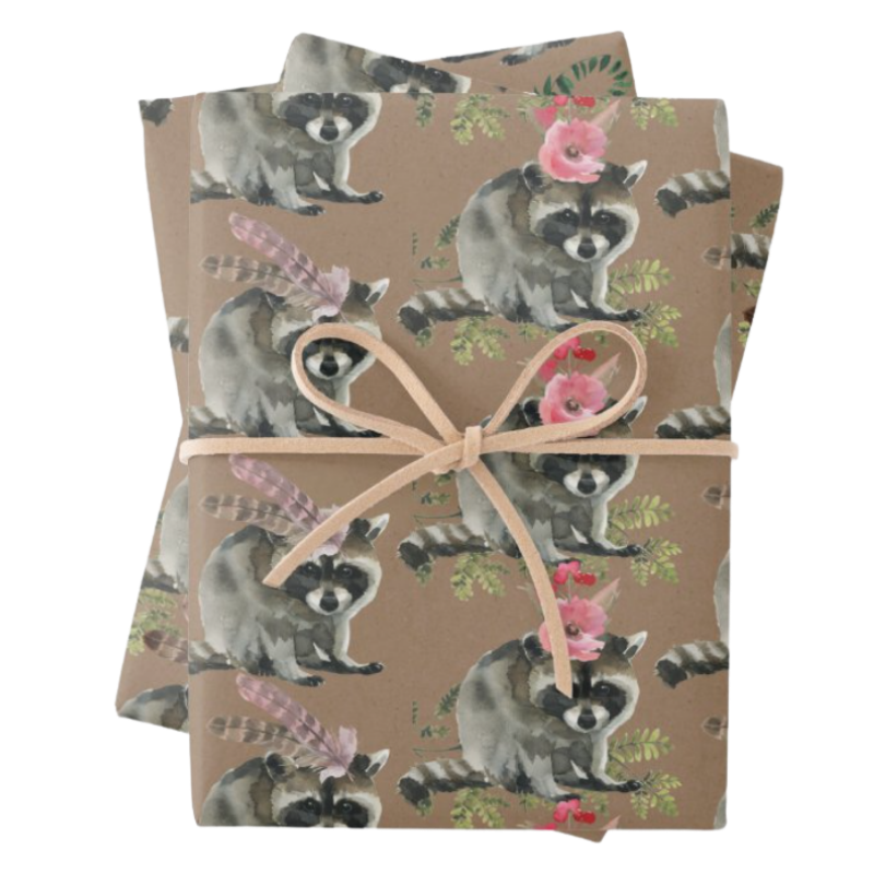 Premium Single Sheet Wrapping Paper- Raccoon – Little Peeps
