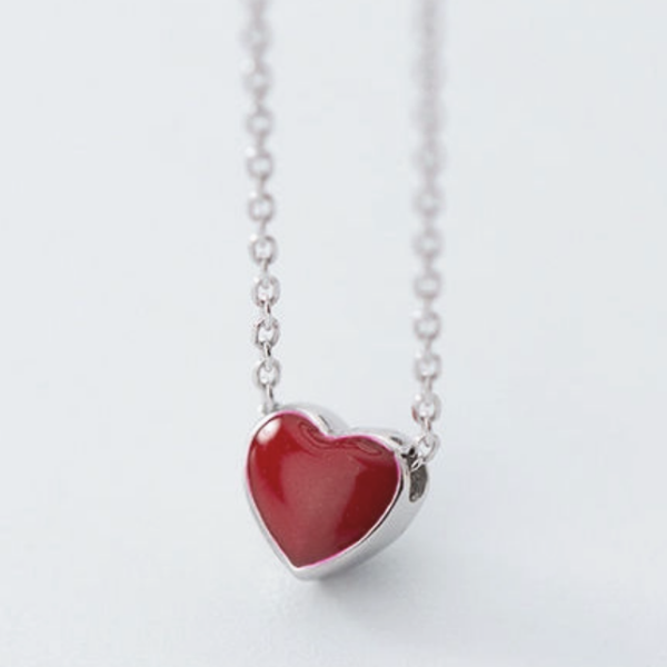 Mini Silver & Enamel Heart Necklace – Little Peeps