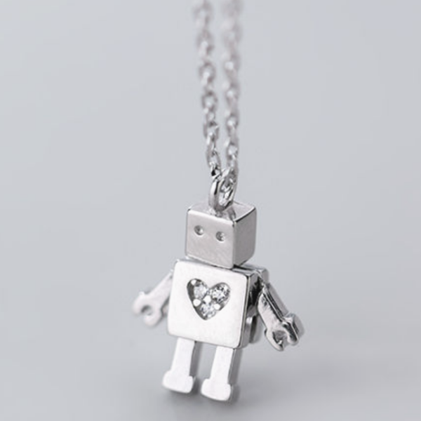 Silver Robot Necklace – Little Peeps