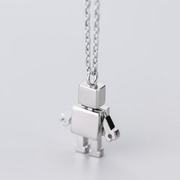 Silver Robot Necklace – Little Peeps